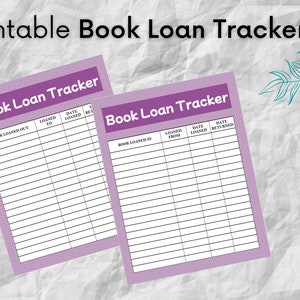 Printable Book Loan Tracker. Record Books Borrowed or Loaned and Dates ...