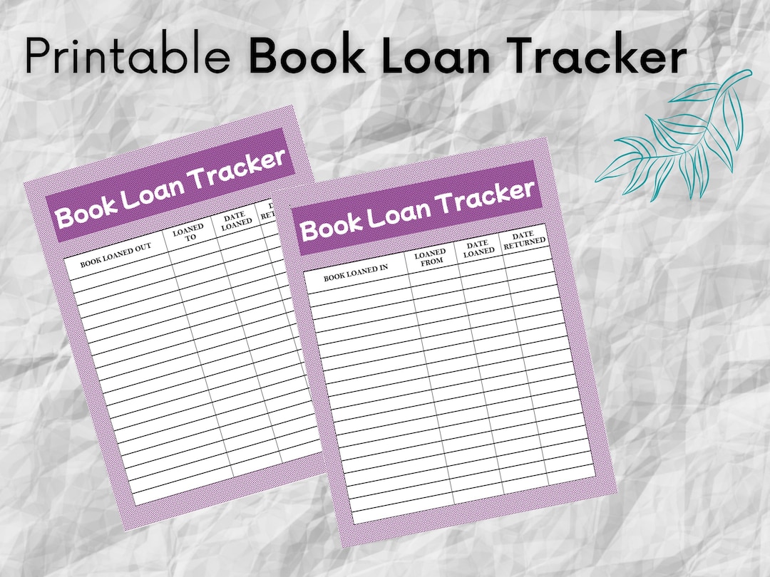 Printable Book Loan Tracker. Record Books Borrowed or Loaned and Dates ...