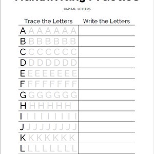 Printable Handwriting Practice Worksheets. Capital Uppercase and ...