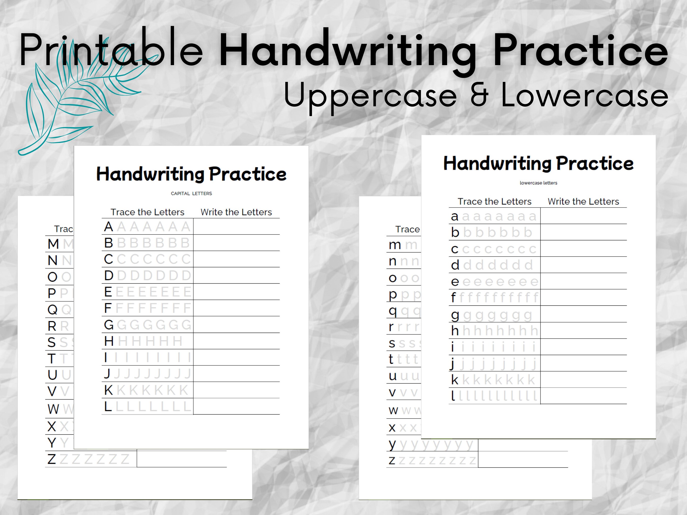 Printable Handwriting Practice Worksheets. Capital Uppercase and ...