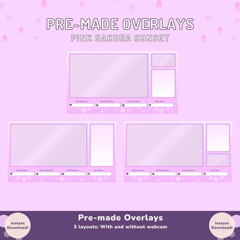 Animated Twitch / Youtube Stream Overlay Package (pink Sakura Sunset) - Etsy