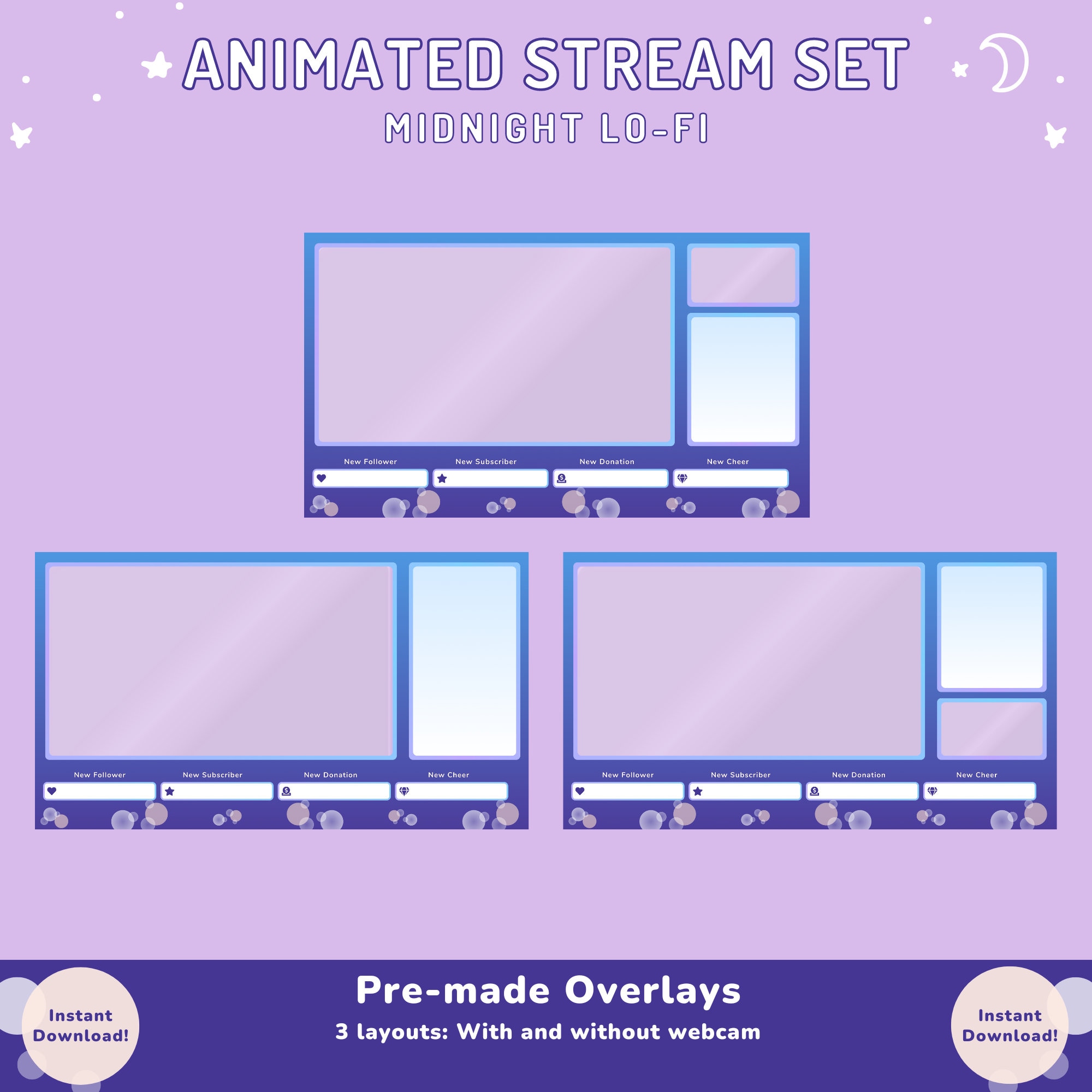 Animated Twitch / Youtube Stream Overlay Package midnight - Etsy
