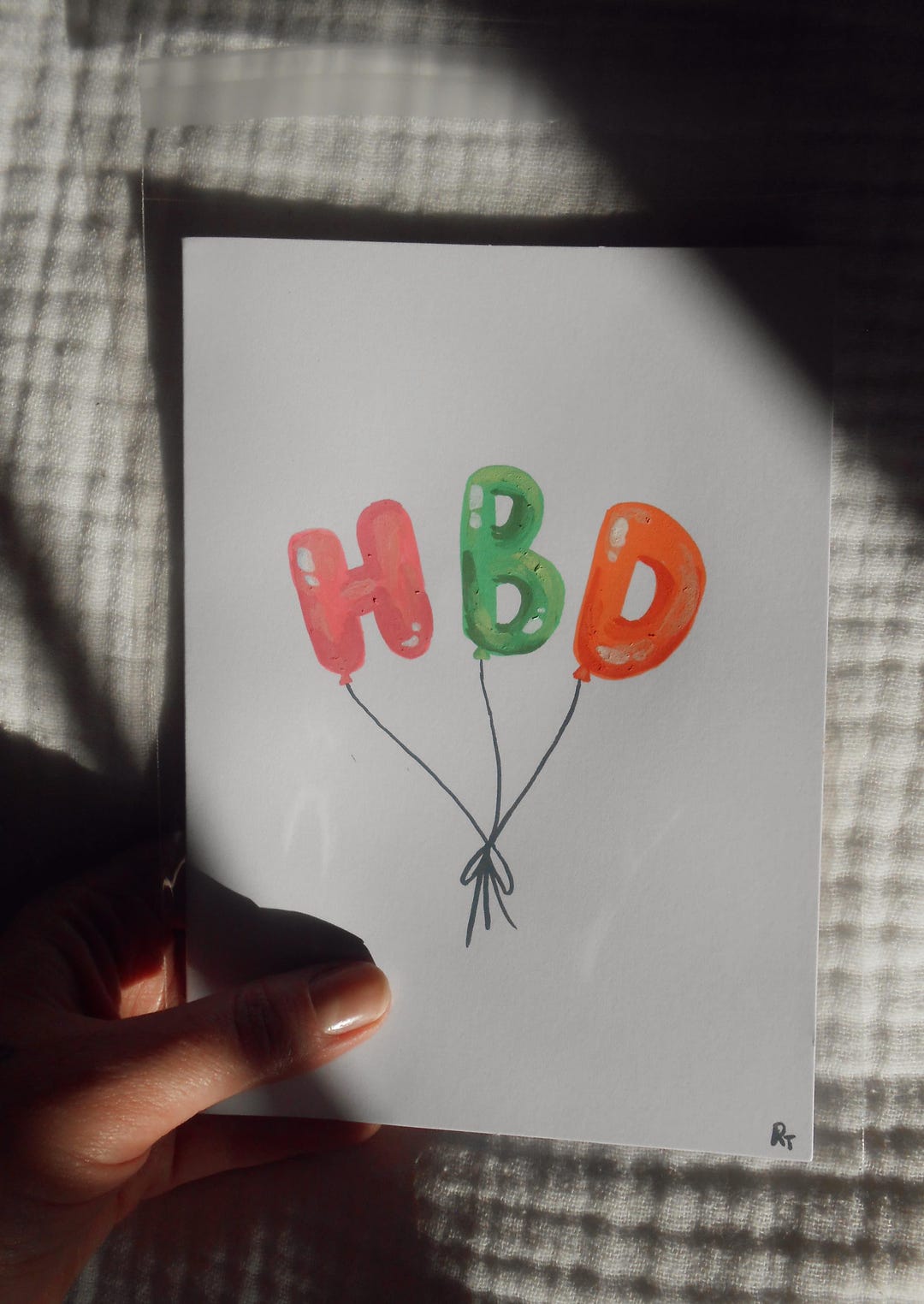 HBD Balloons Hand Painted Birthday Cards - Etsy