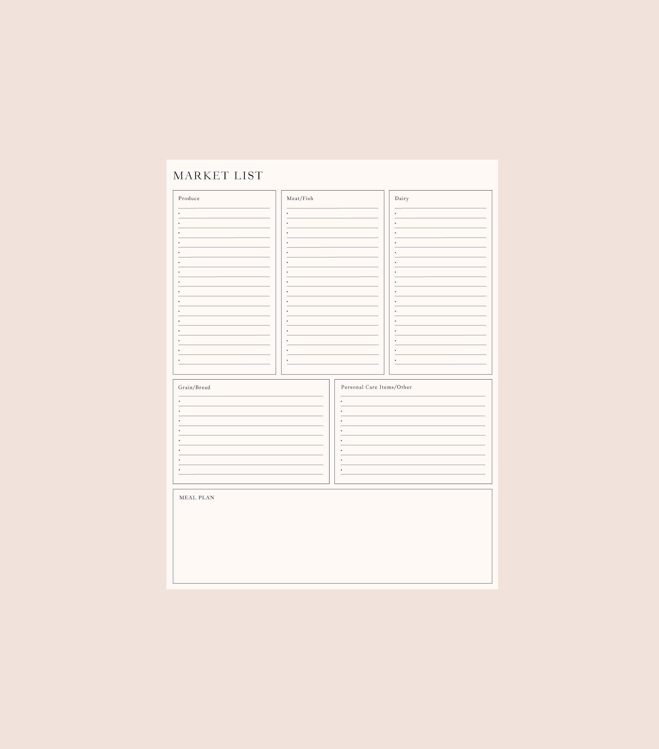 Printable Grocery List, Downloadable PDF, 8.5x11", Portrait, Minimalist ...