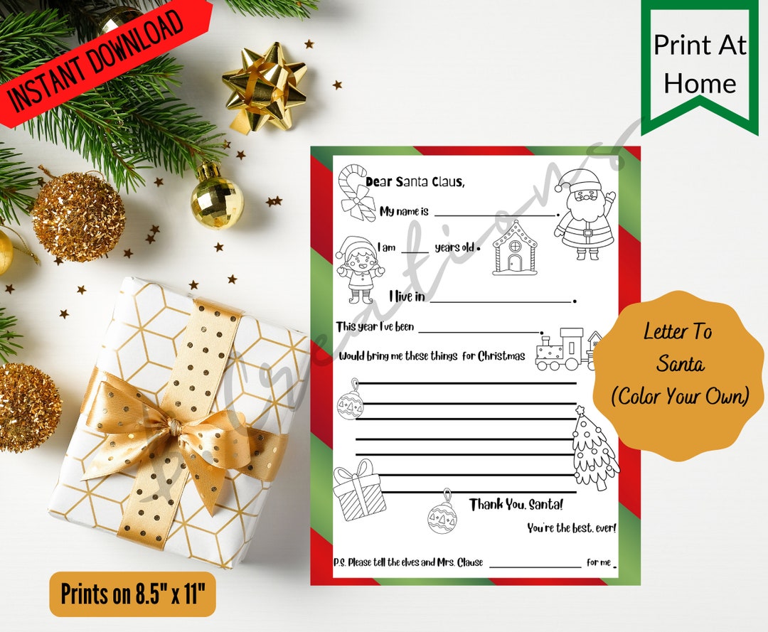 Santa PRINTABLE / Christmas Activity Sheet / Letter to Santa Claus - Etsy