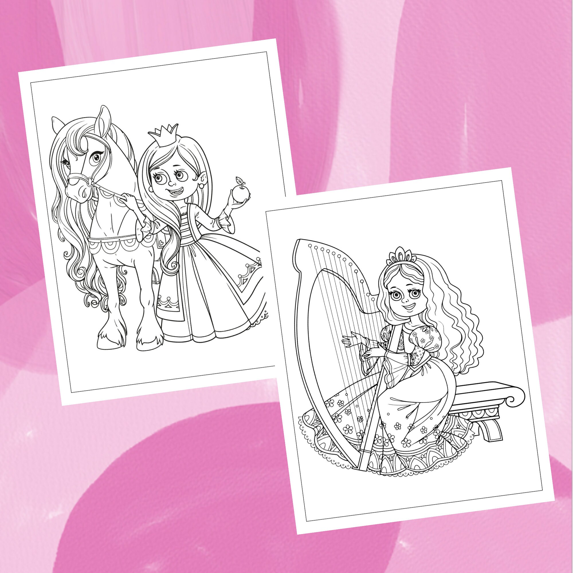 Princess Coloring 20 Pages, Preschool Kindergarten Activity, Homeschool ...
