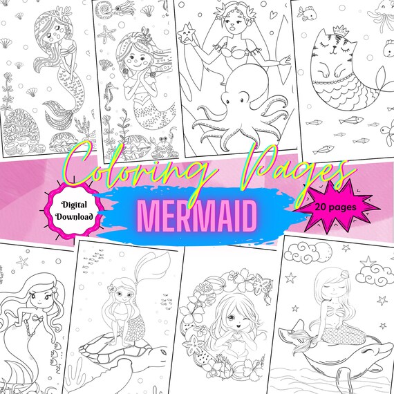 Mermaid Coloring 40 Pages Preschool Kindergarten Activity | Etsy