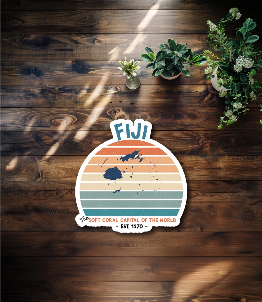 Retro Fiji Waterproof Sticker or Magnet - Etsy