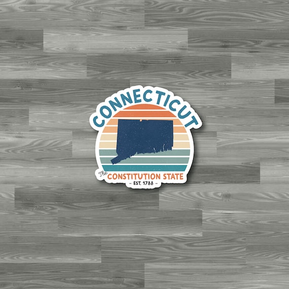 Retro Connecticut CT Waterproof Sticker - Etsy