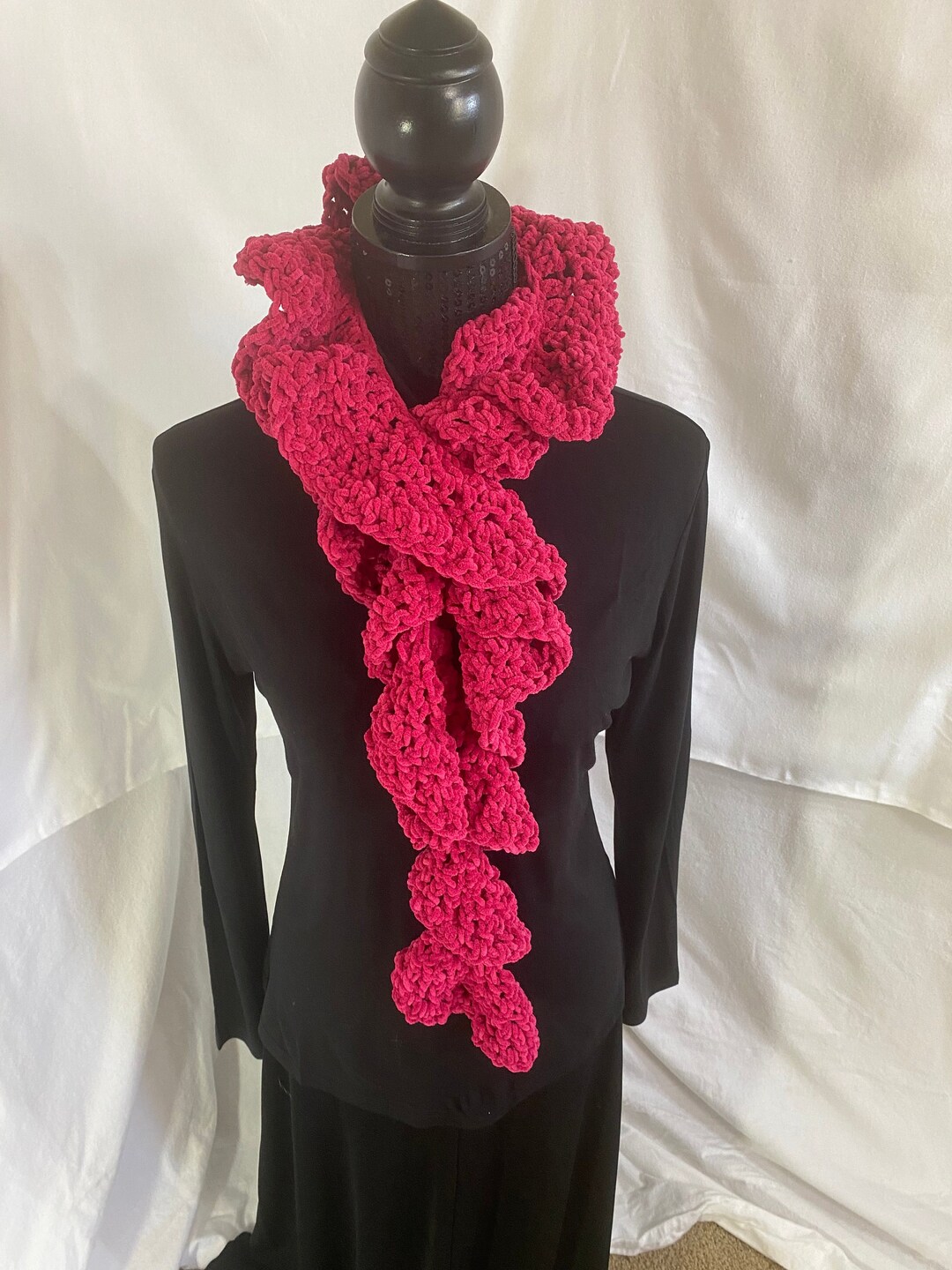 Handmade Rose Scarf, Ruffled Curly Scarf, Handmade Scarf, Handmade ...
