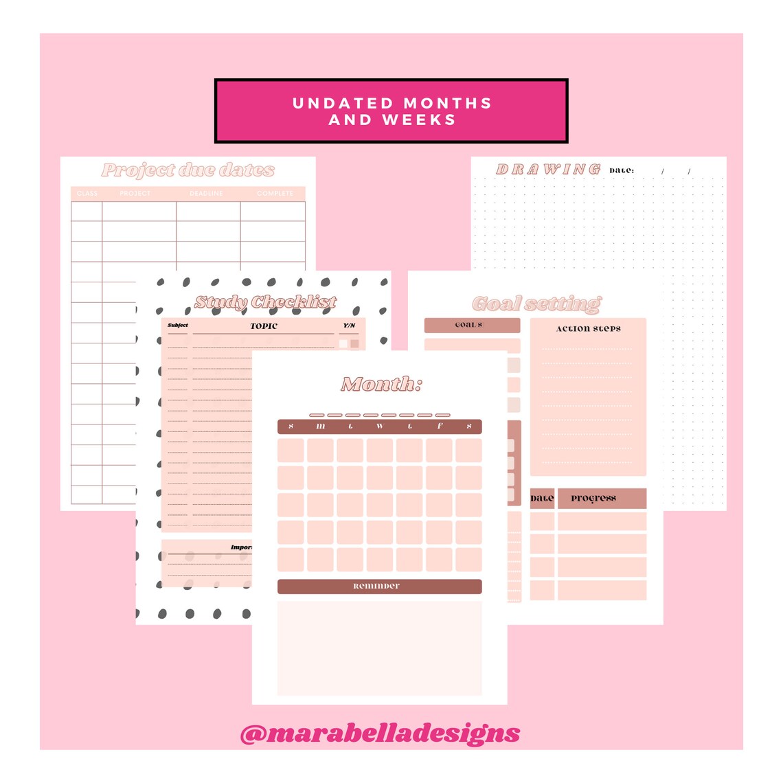 Study Planner Printable Pink A4 College Student PDF - Etsy