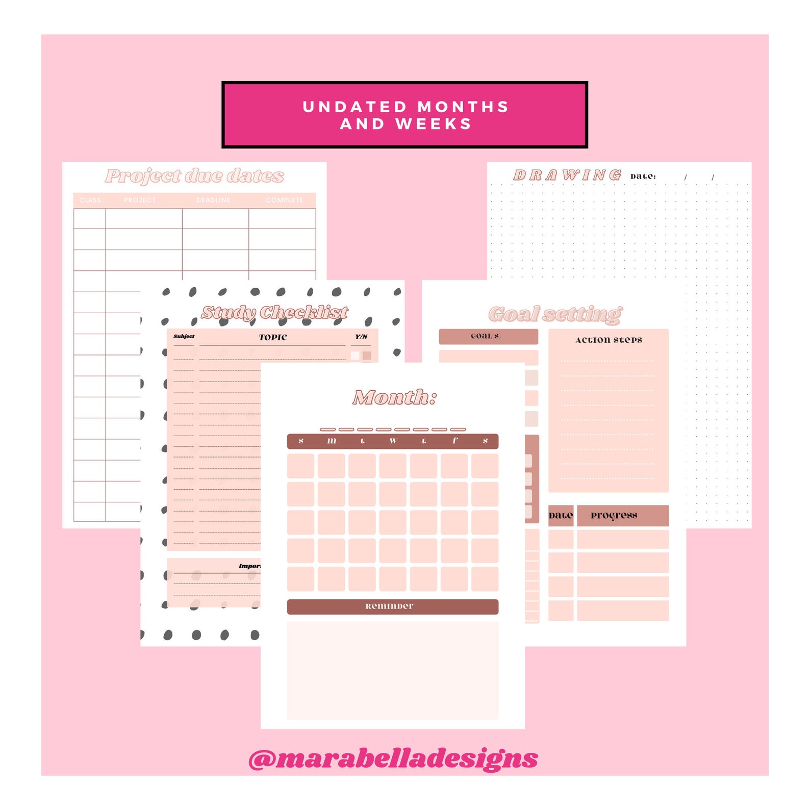 Study Planner Printable Pink A4 College Student PDF - Etsy