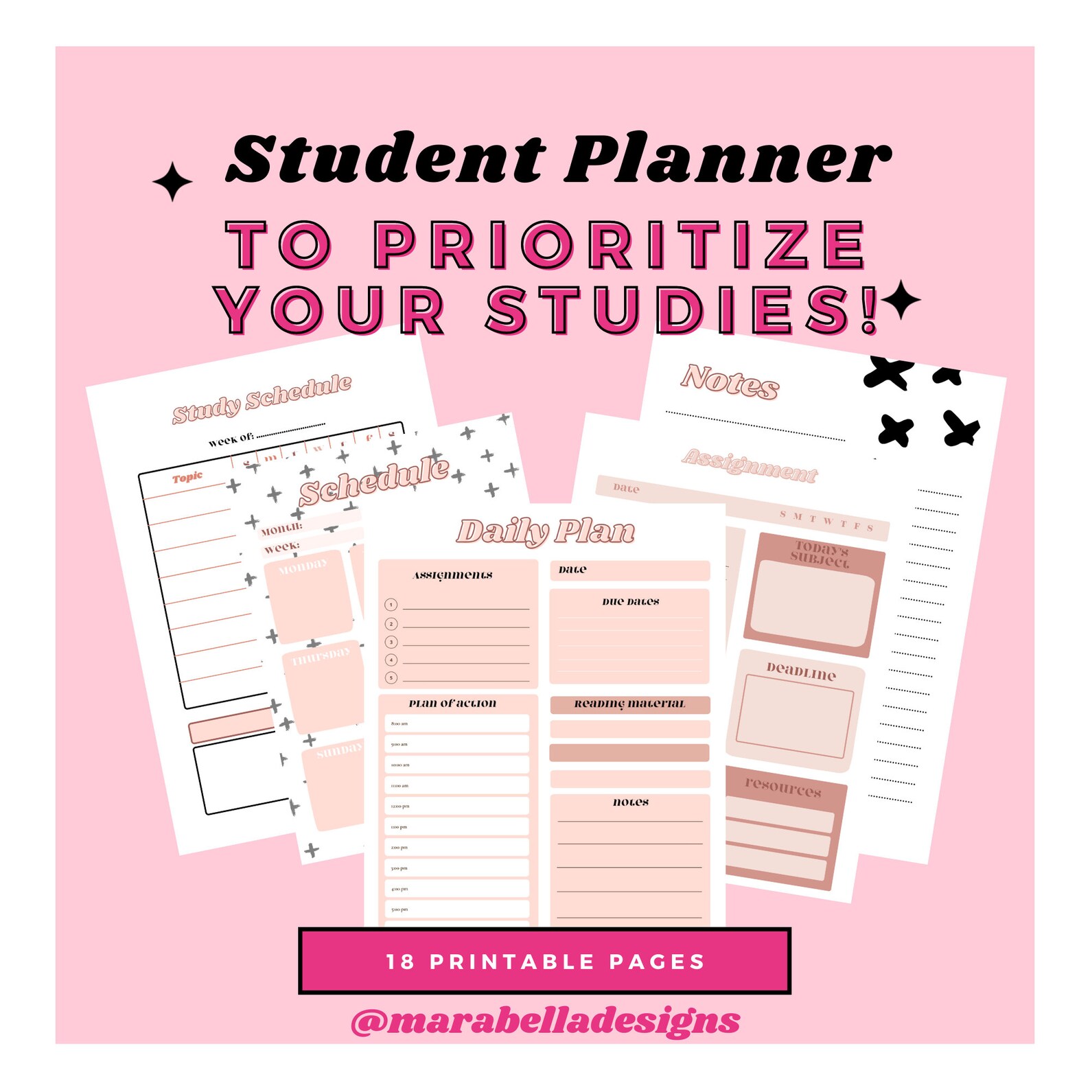 Study Planner Printable Pink A4 College Student PDF - Etsy
