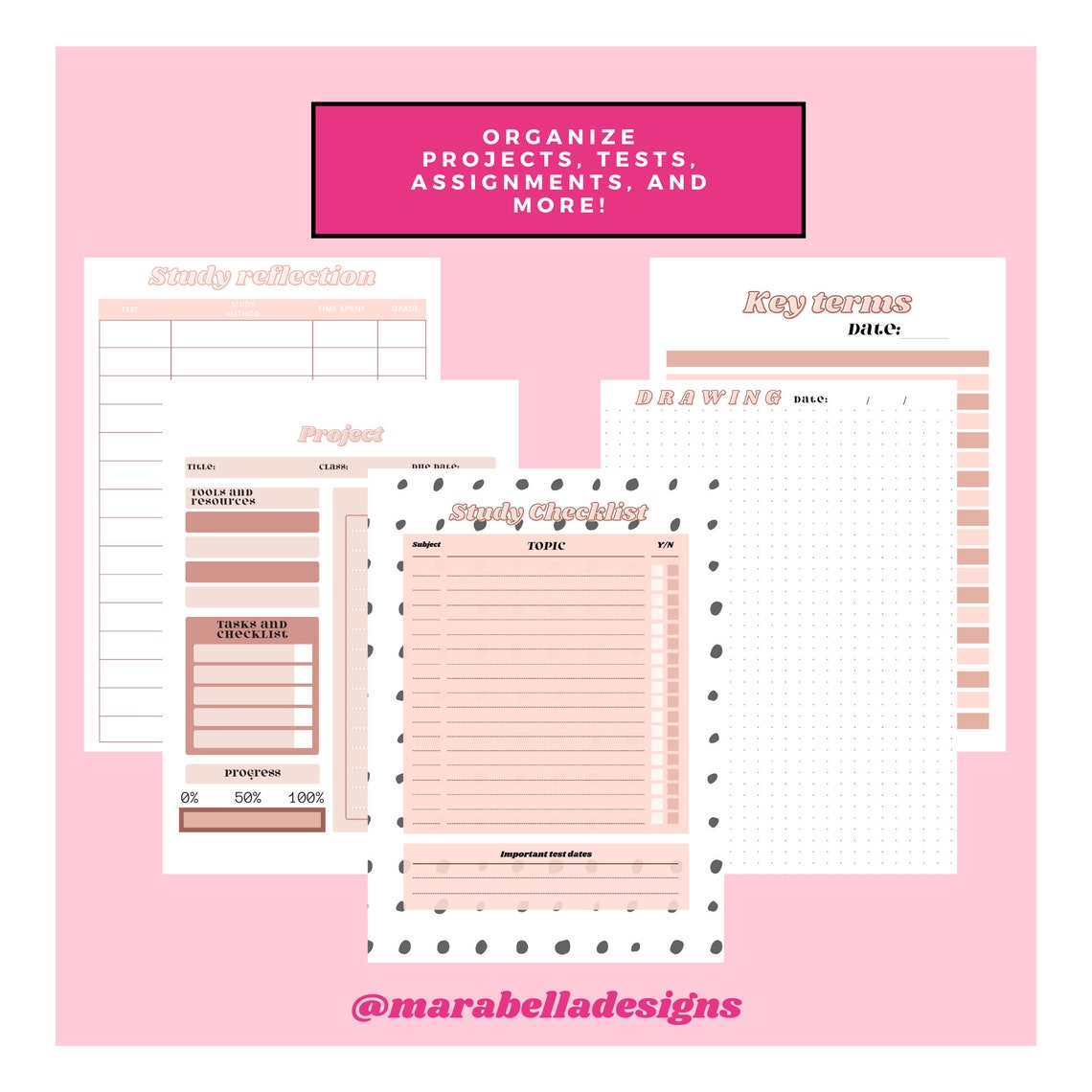 Study Planner Printable Pink A4 College Student PDF | Etsy