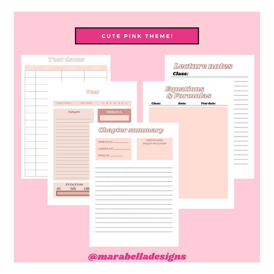 Study Planner Printable Pink A4 College Student PDF - Etsy