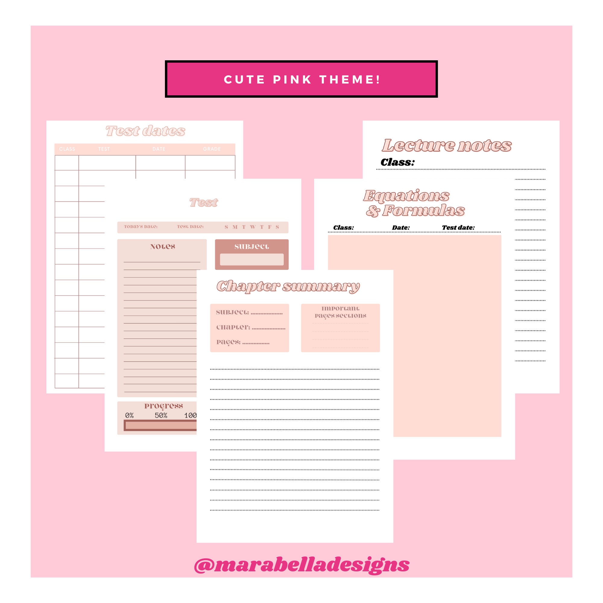 Study Planner Printable Pink A4 College Student PDF - Etsy