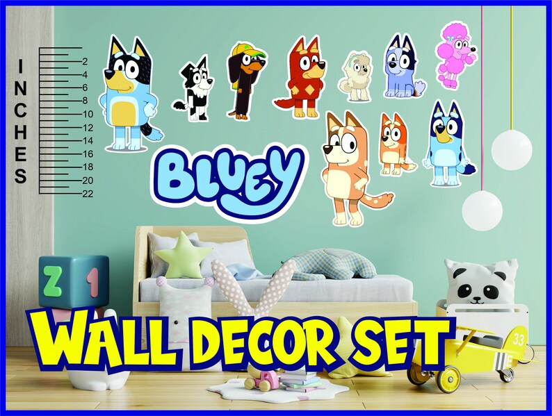 Bluey Kids Wall Decor Set - Etsy