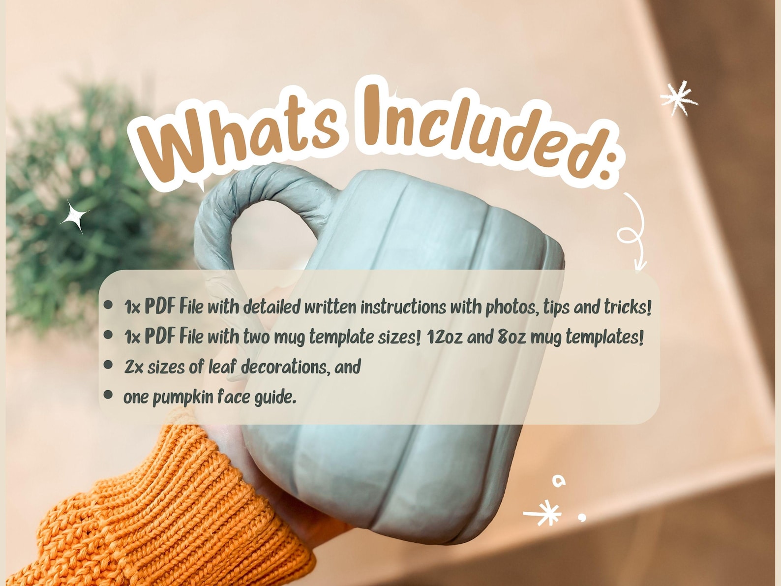 Pumpkin Mug Pottery Template for Slab Building/ 2 Sizes/ Instant PDF ...