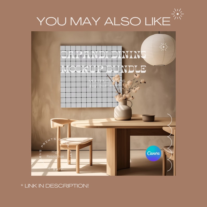 3 CANVA Tiled Console Table Mockup Bundle, Vertical Frame Mock Up ...