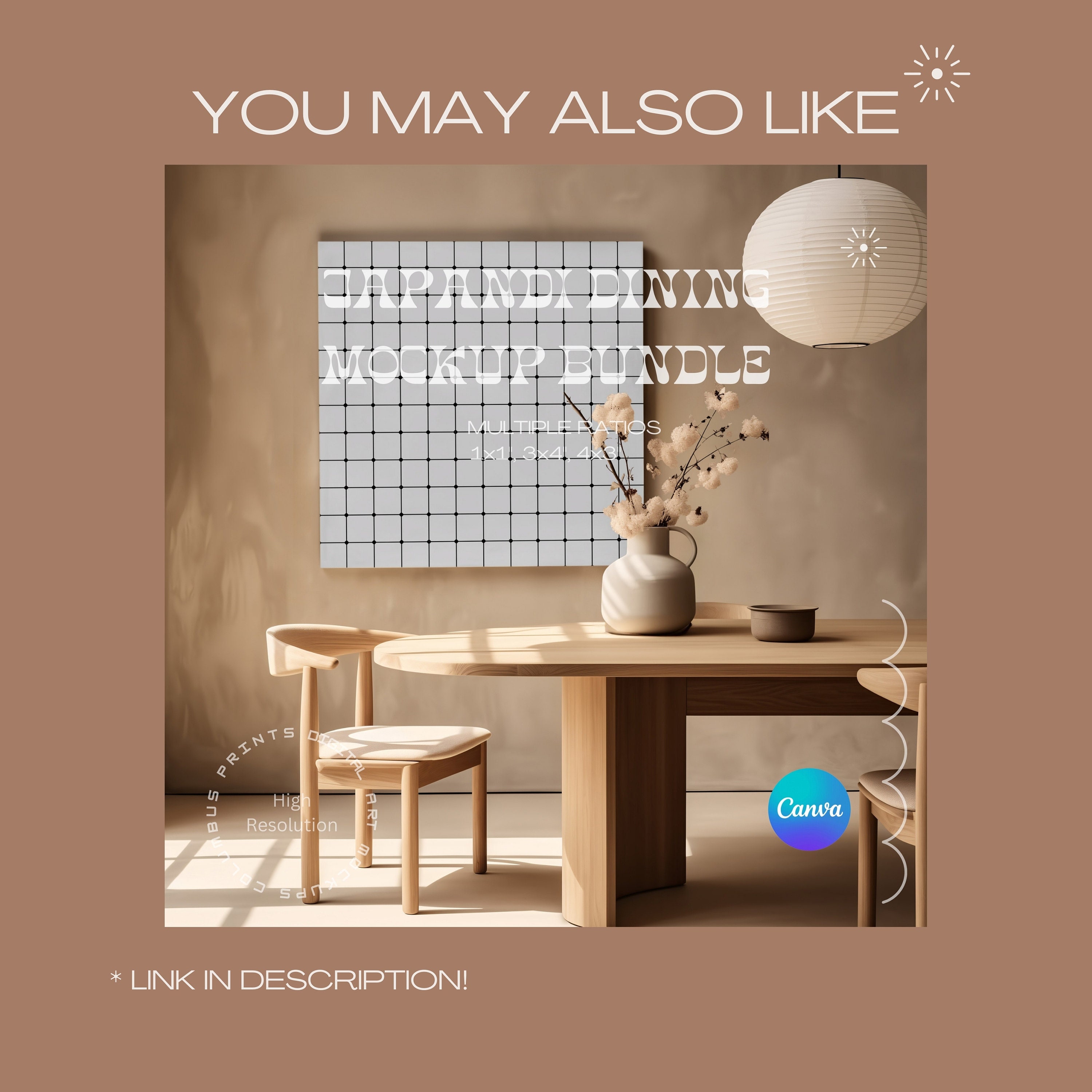 3 CANVA Tiled Console Table Mockup Bundle, Vertical Frame Mock Up ...