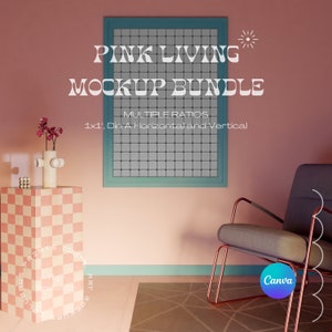 3 CANVA DIN A Pink Living Art Mockup Bundle, Vertical Frame Mock Up ...