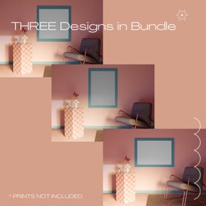 3 CANVA DIN A Pink Living Art Mockup Bundle, Vertical Frame Mock Up ...