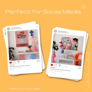 3 Bright Colourful Retro Art Mockup Bundle, High Resolution Frame ...