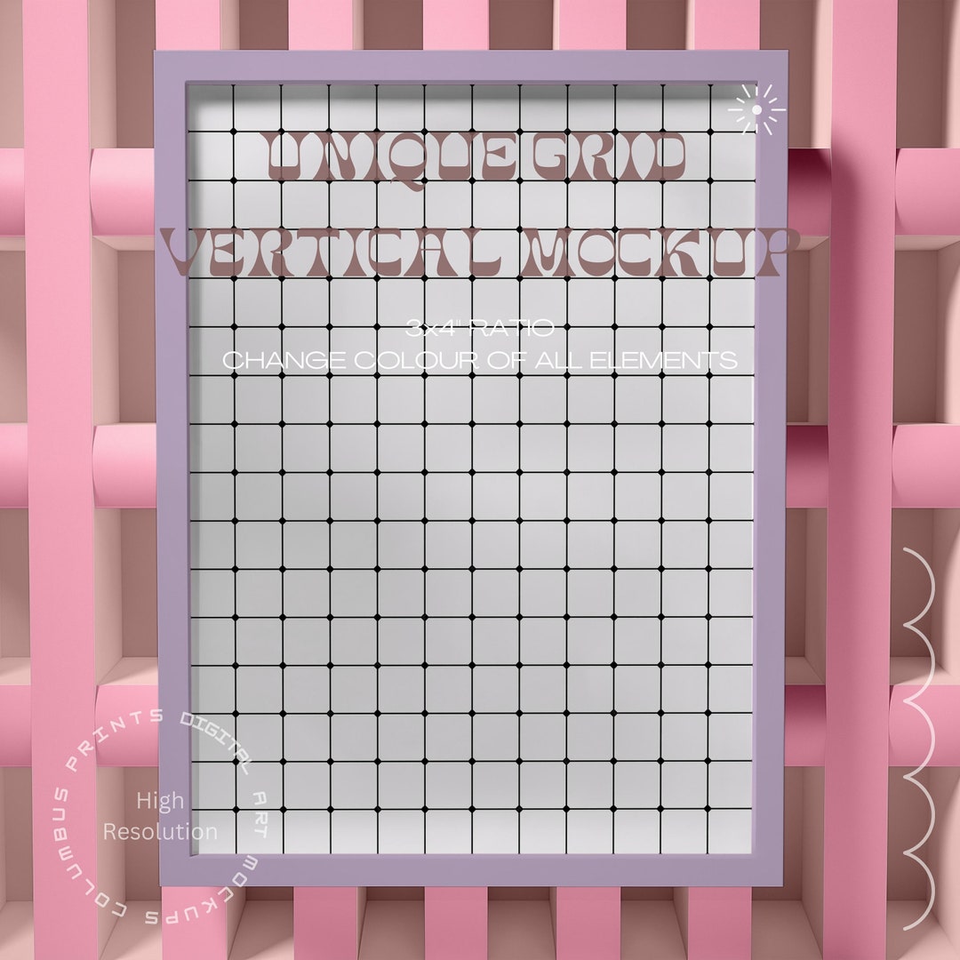 Fully Customisable Unique Grid Frame Mockup, Artwork Mock Up, Change ...