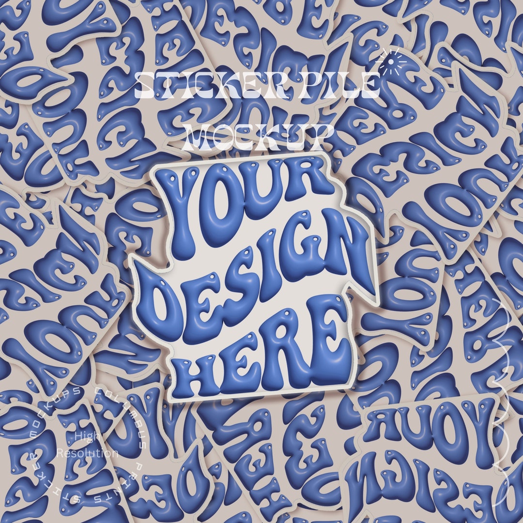 Sticker Pile Design, Automatic Photoshop Template, Mockup for Sticker ...