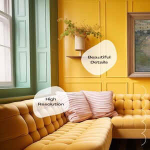 High Definition Yellow Living Room Aesthetic Frame Mock up Bundle ...