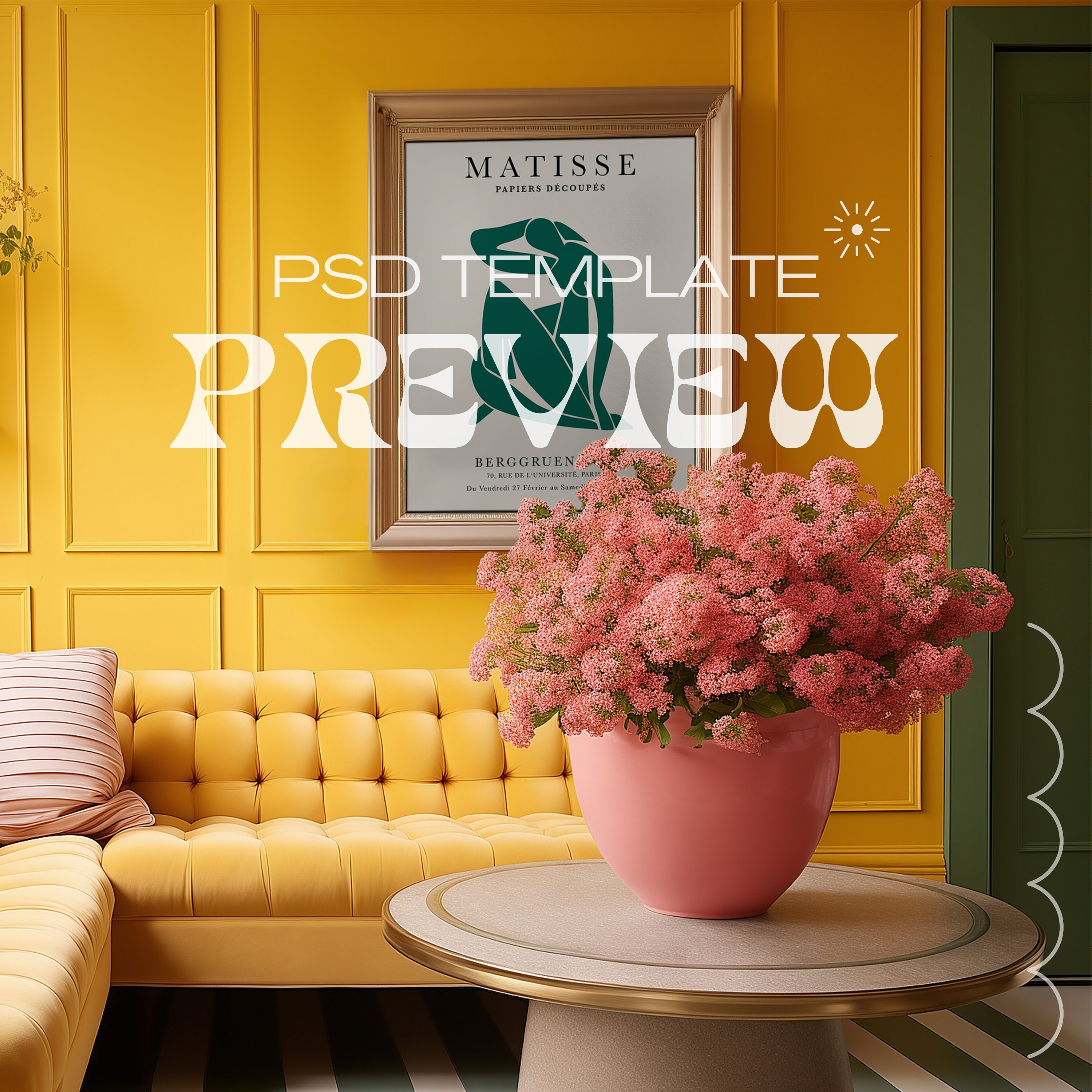 High Definition Yellow Living Room Aesthetic Frame Mock up Bundle ...