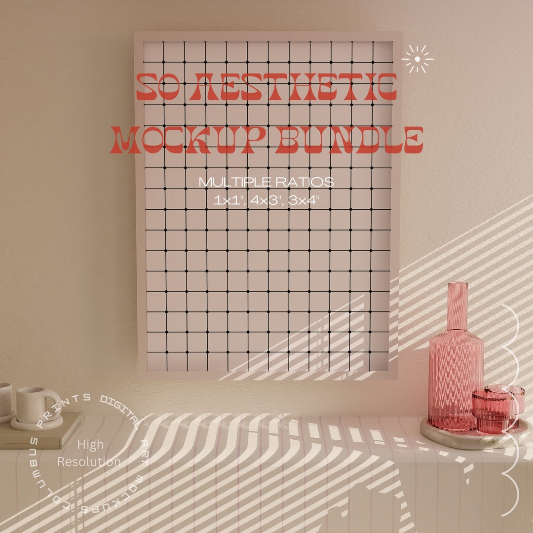 3 Art Sizes Aesthetic Mockup Bundle, Close-up Mockup Frame, Unique HQ ...