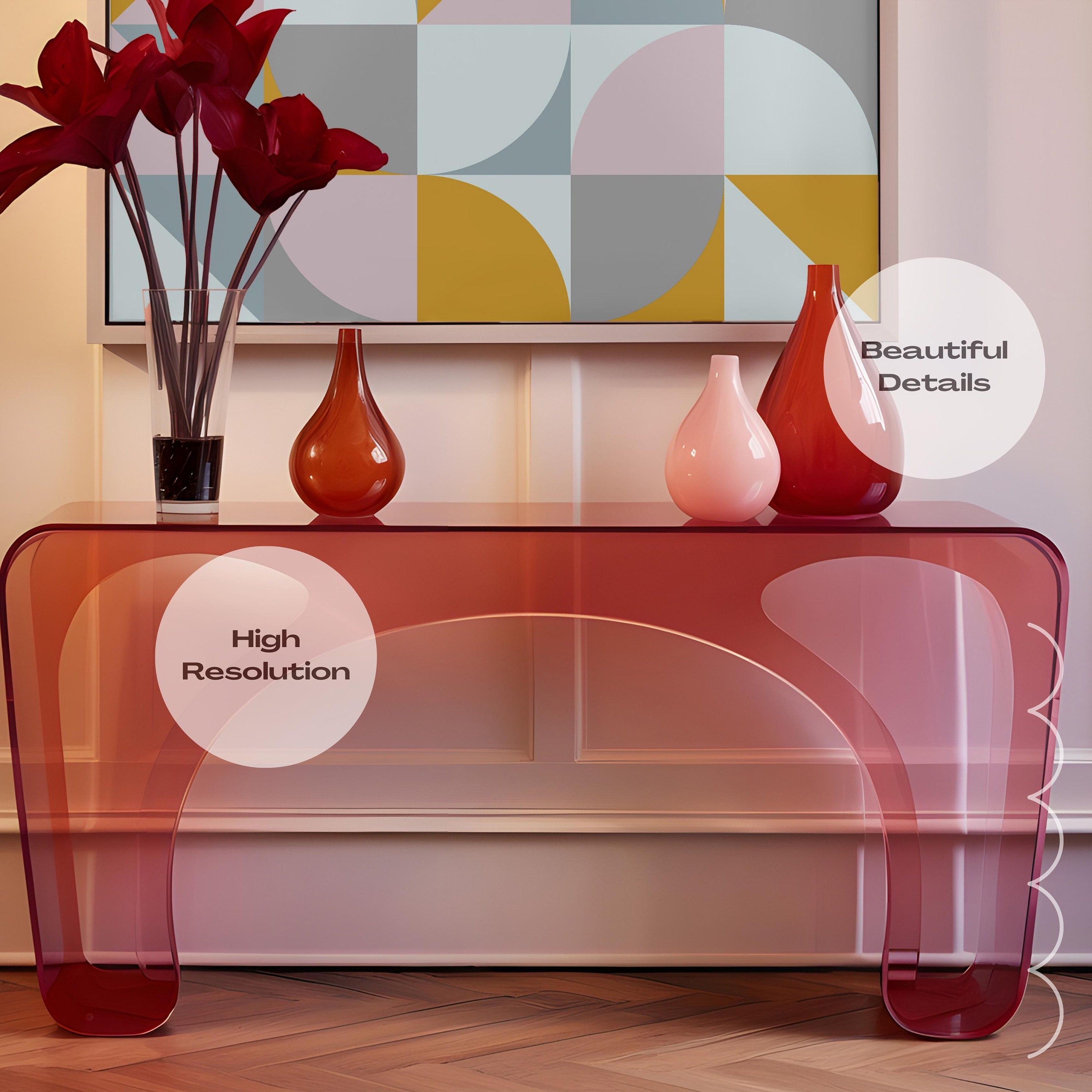 3 CANVA Templates Pink Acrylic Table Retro Art Mockup Bundle - Etsy