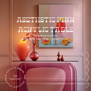 3 Pink Acrylic Table Retro Art Mockup Bundle, Digital Print Frame ...