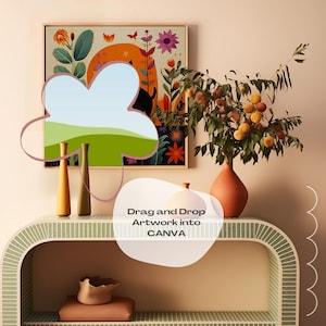 3 CANVA Tiled Console Table Mockup Bundle, Vertical Frame Mock Up ...