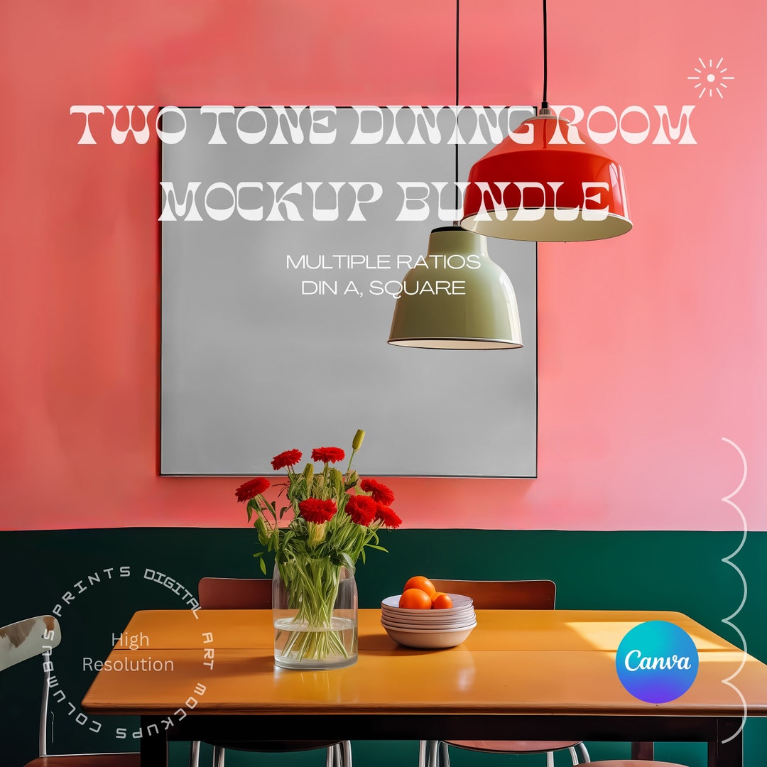 3 CANVA DIN A Two Tone Dining Art Mockup Bundle, Vertical Frame Mockup ...