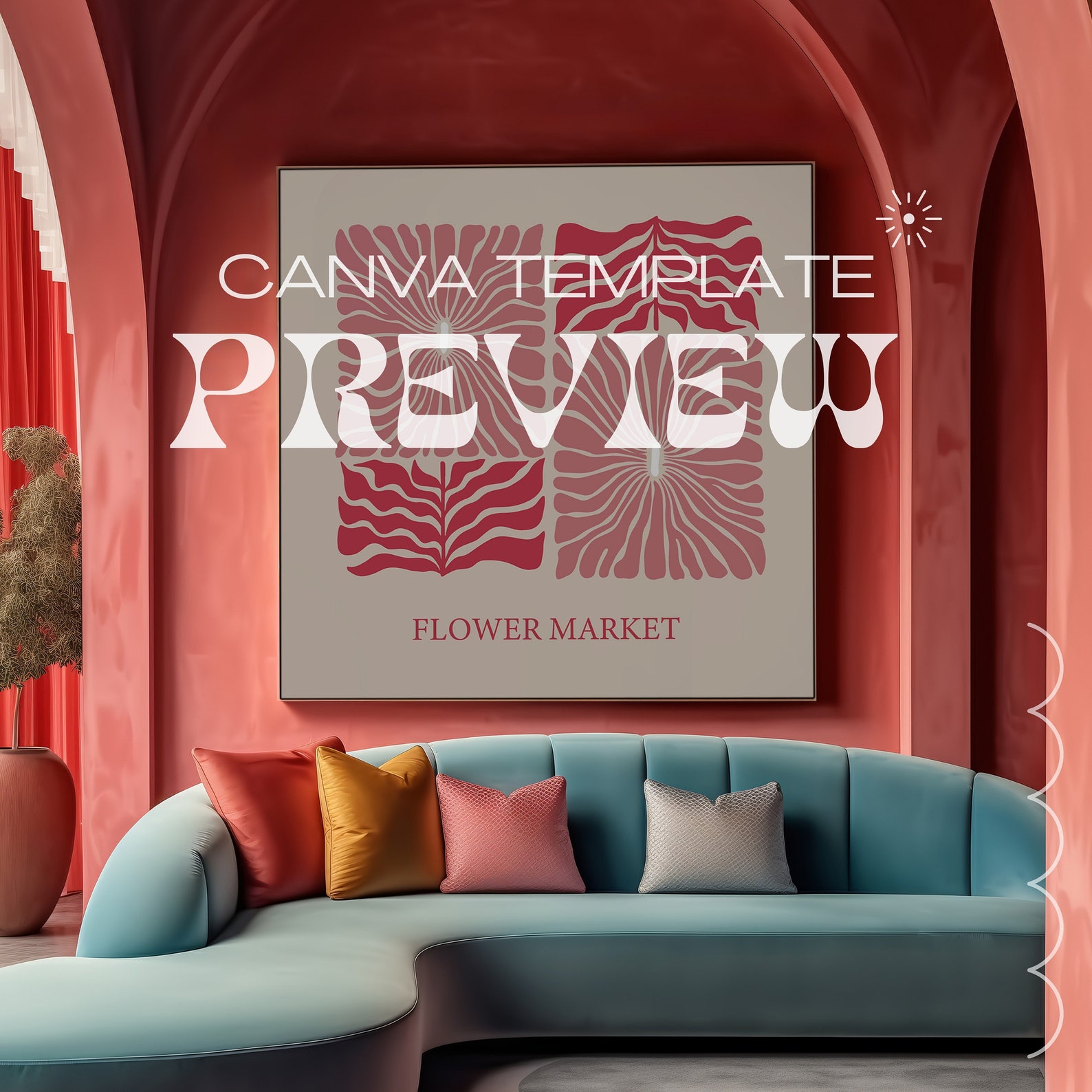 3 Art Sizes Mockup Bundle, Modern Pink Living Room, Unique HQ Edgy ...
