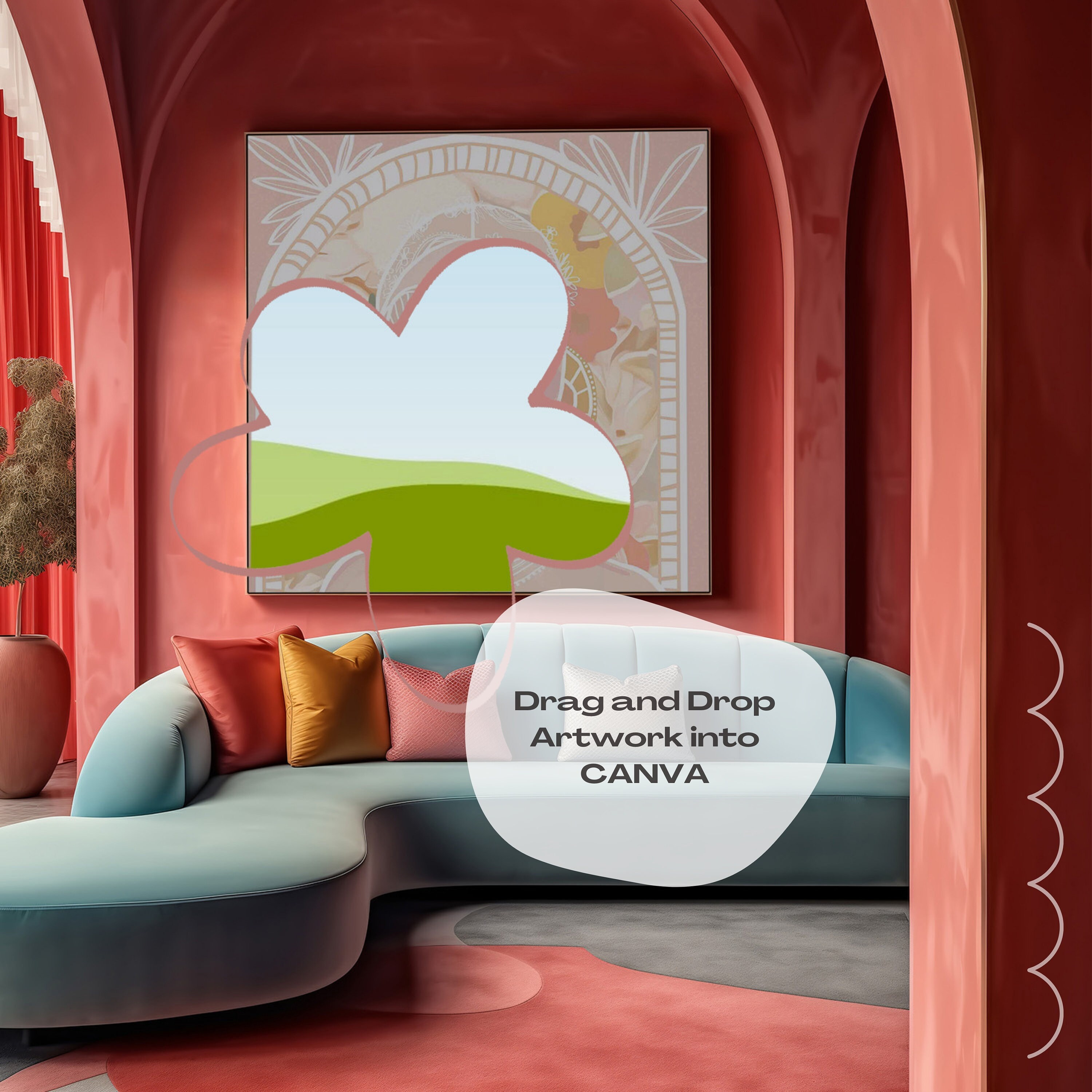 3 Art Sizes Mockup Bundle, Modern Pink Living Room, Unique HQ Edgy ...