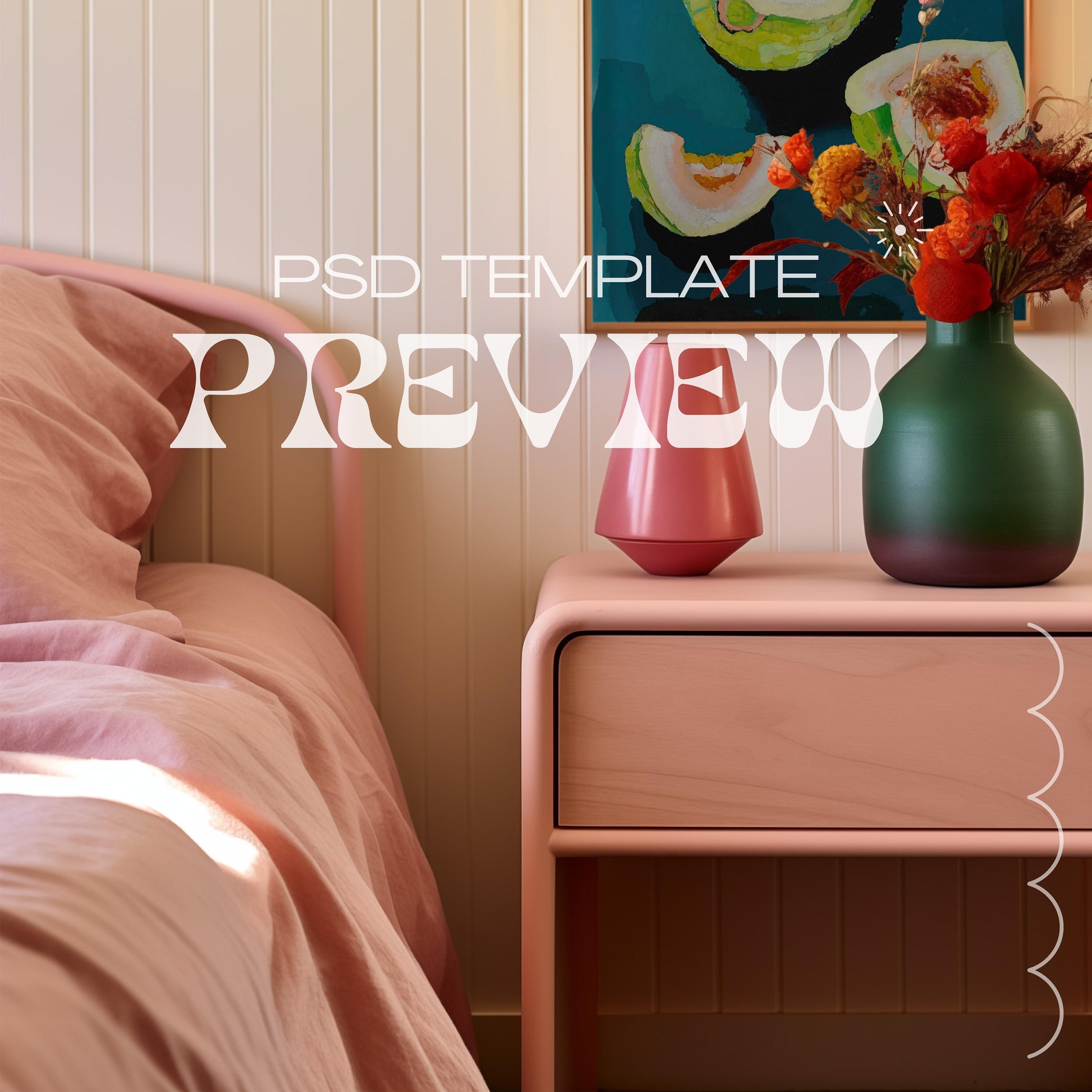 Pink Bedroom Aesthetic Wood Frame Mock up Bundle Trendy Decor - Etsy