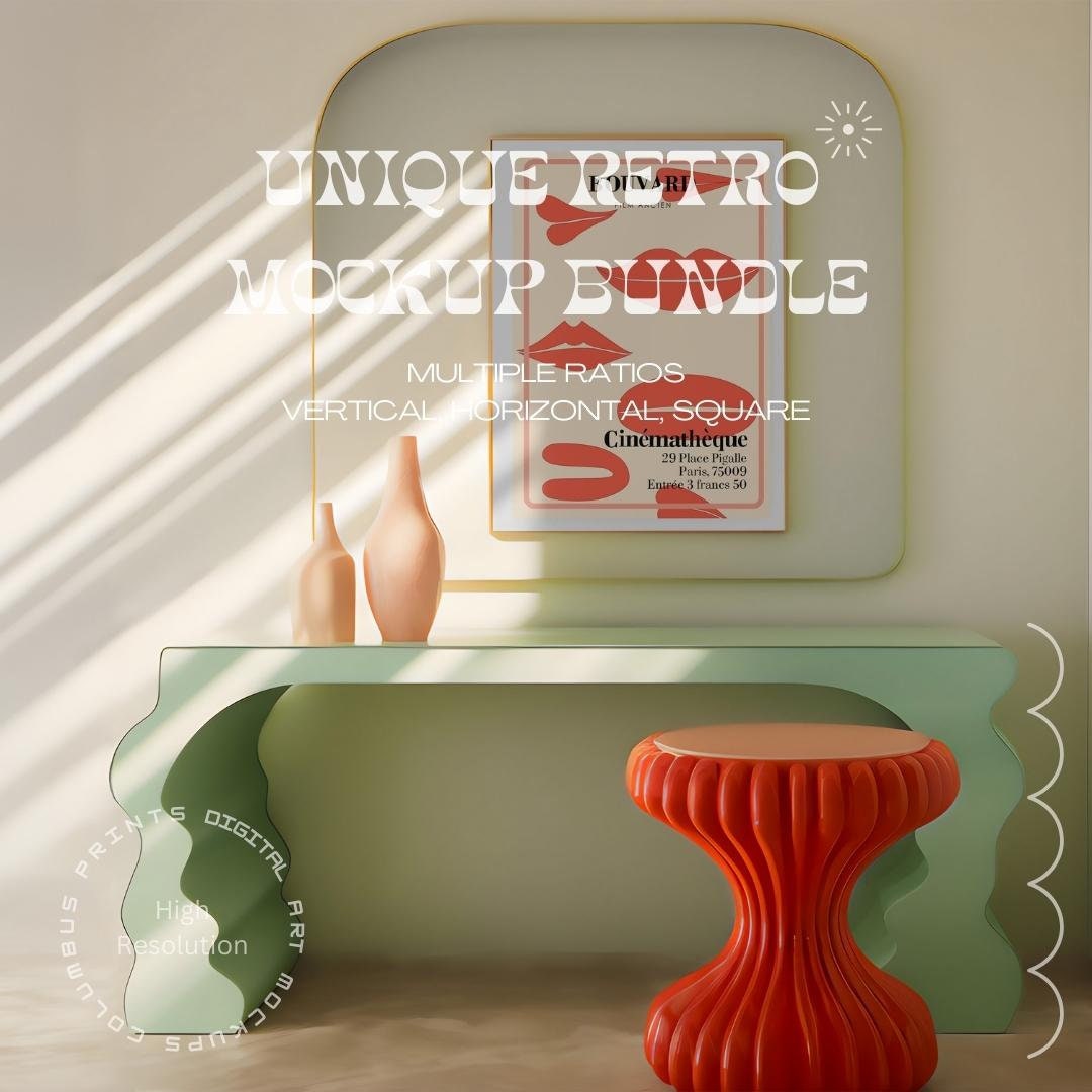 5 Unique Retro Art Mockup Bundle Digital Print Frame Blank - Etsy