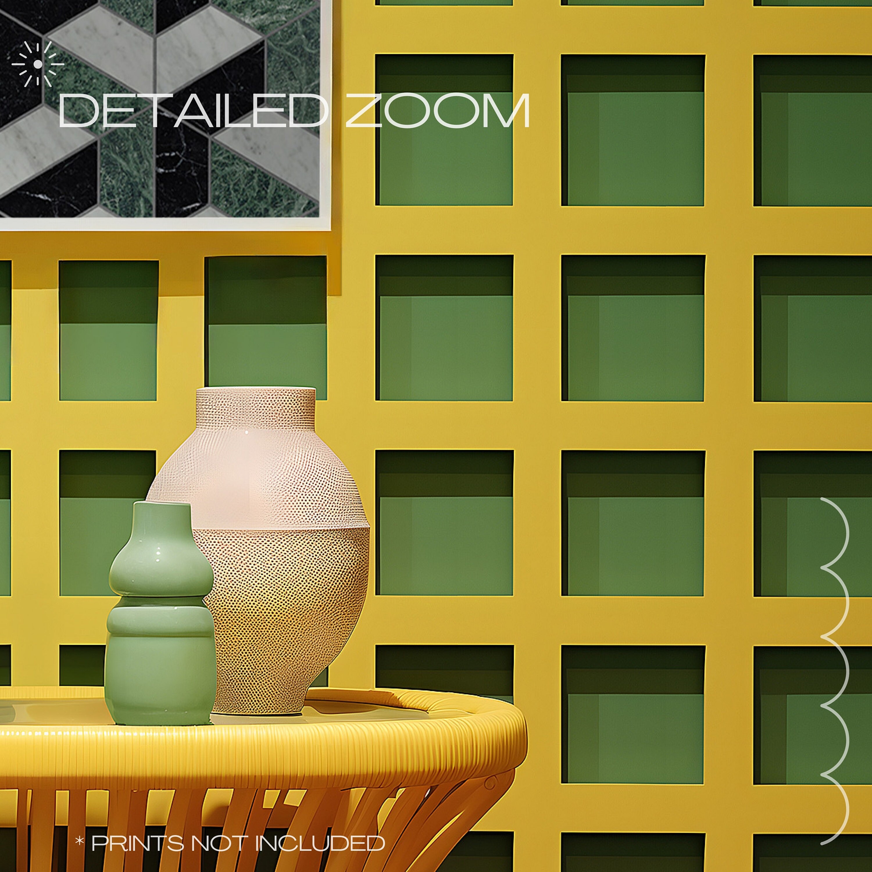 3 Yellow Retro Wicker Console Mockup Bundle Frame for Digital - Etsy