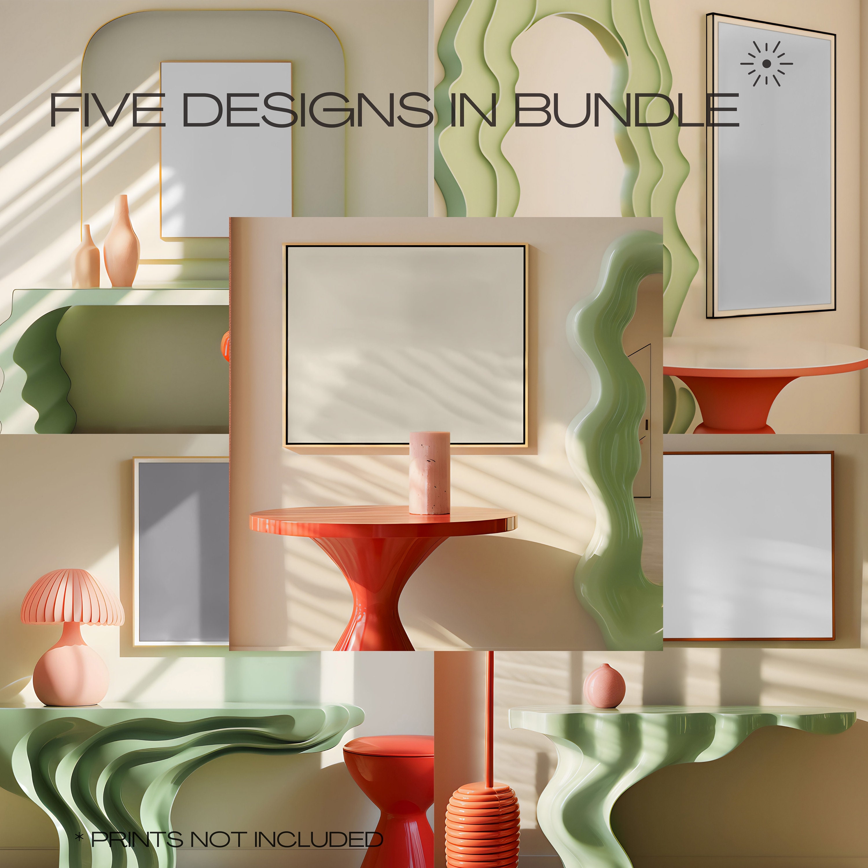 5 Unique Retro Art Mockup Bundle Digital Print Frame Blank - Etsy
