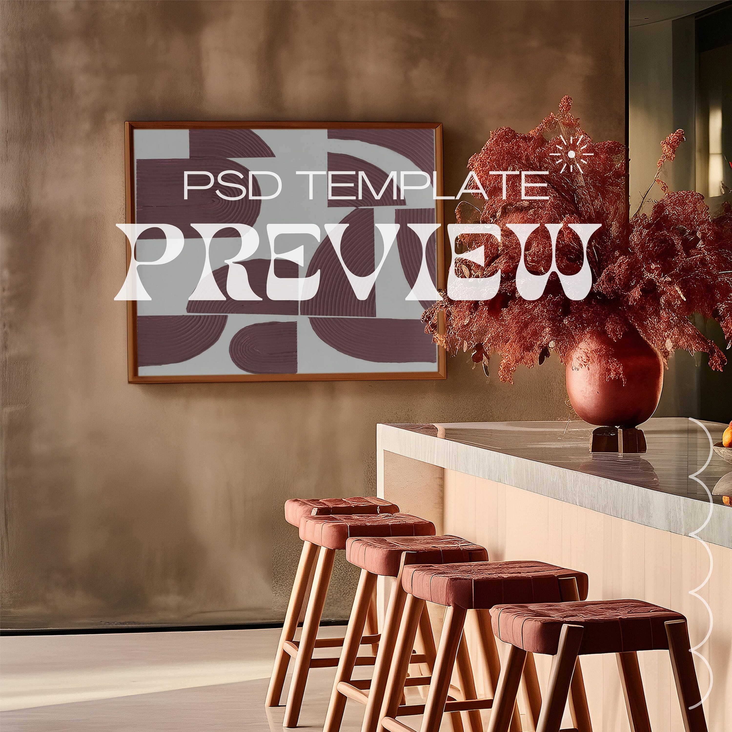 3 Modern Kitchen Counter Poster Mockup Bundle, Frame Mockup Mundle ...