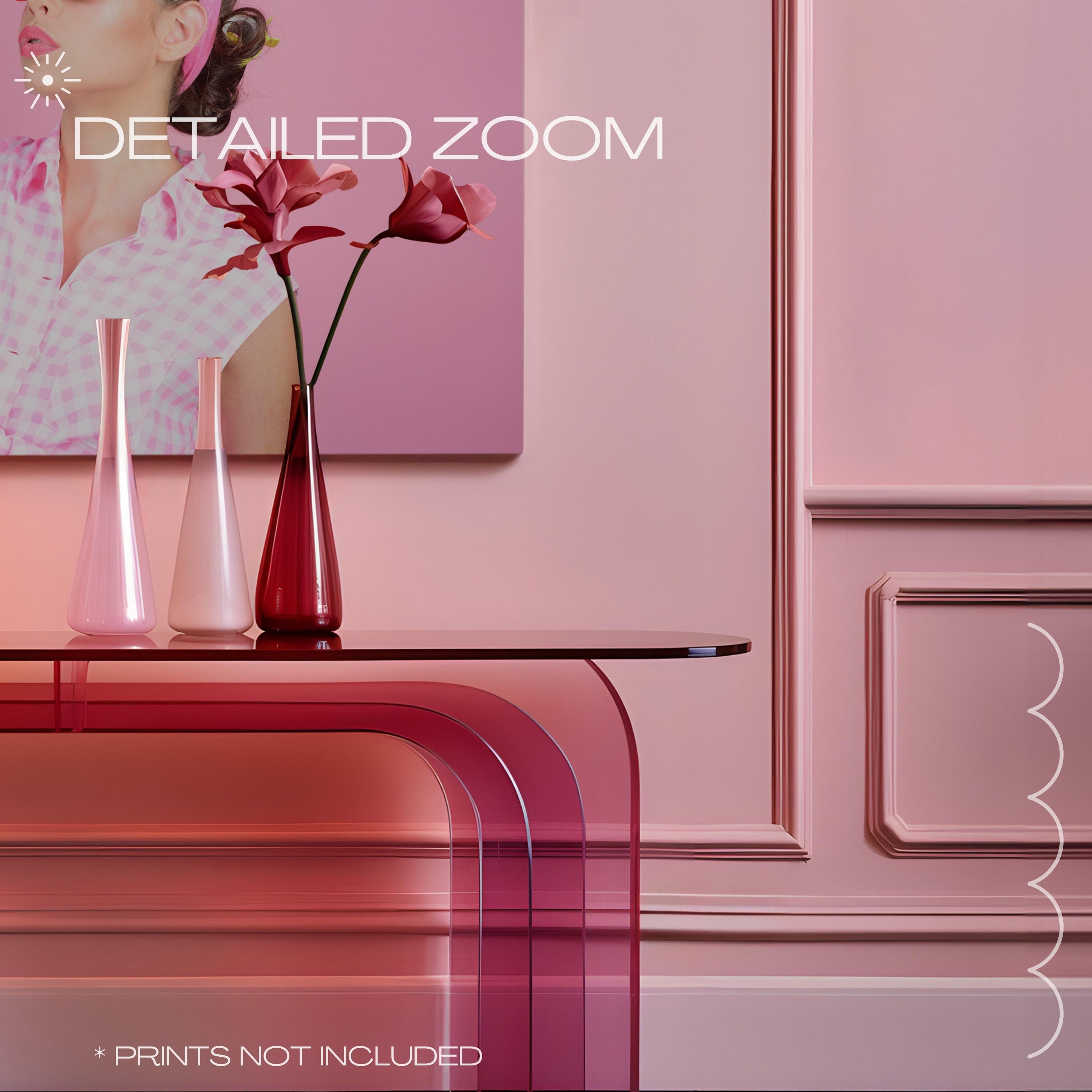 3 Pink Acrylic Table Retro Art Mockup Bundle, Digital Print Frame ...