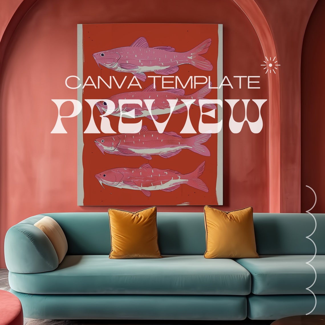 3 Art Sizes Mockup Bundle, Modern Pink Living Room, Unique HQ Edgy ...