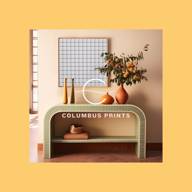 3 CANVA Tiled Console Table Mockup Bundle, Vertical Frame Mock Up ...