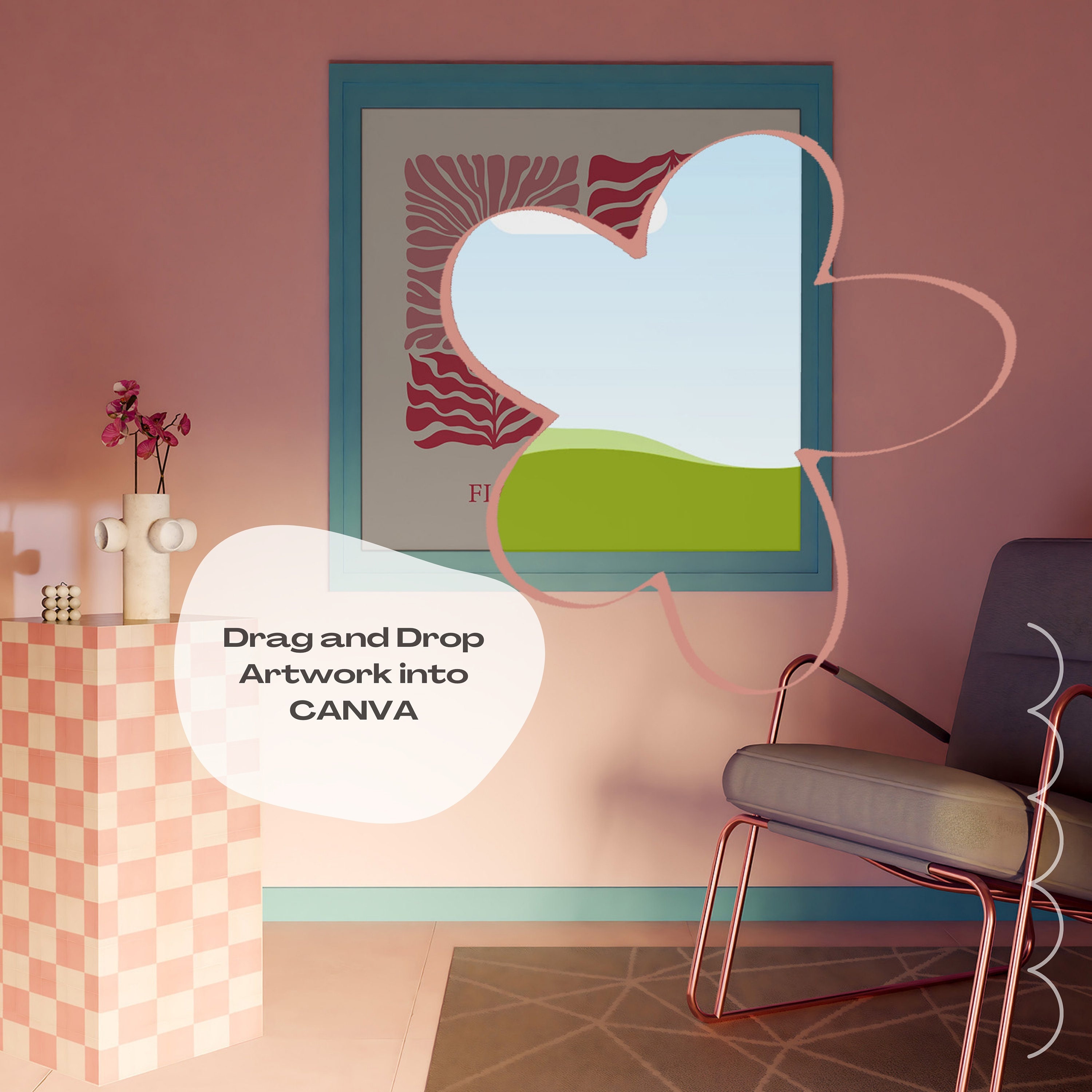 3 CANVA DIN A Pink Living Art Mockup Bundle, Vertical Frame Mock Up ...