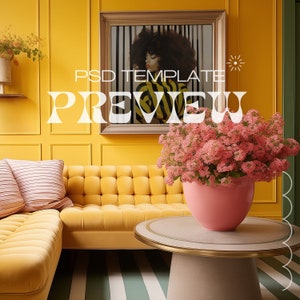 High Definition Yellow Living Room Aesthetic Frame Mock up Bundle ...