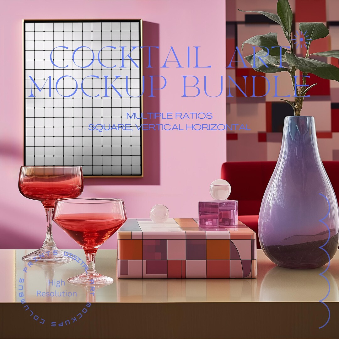 3 Stylish Countertop Retro Poster Mockup Bundle, Digital Print Frame ...
