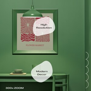 3 Monochrome Green Modern Aesthetic Room, Frame Mock up Bundle, One ...